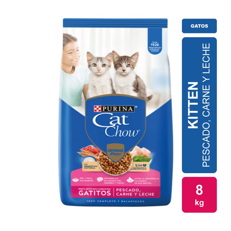 Alimento Purina Cat Chow Kitten Sabor Pescado, Carne & Leche x 8kg