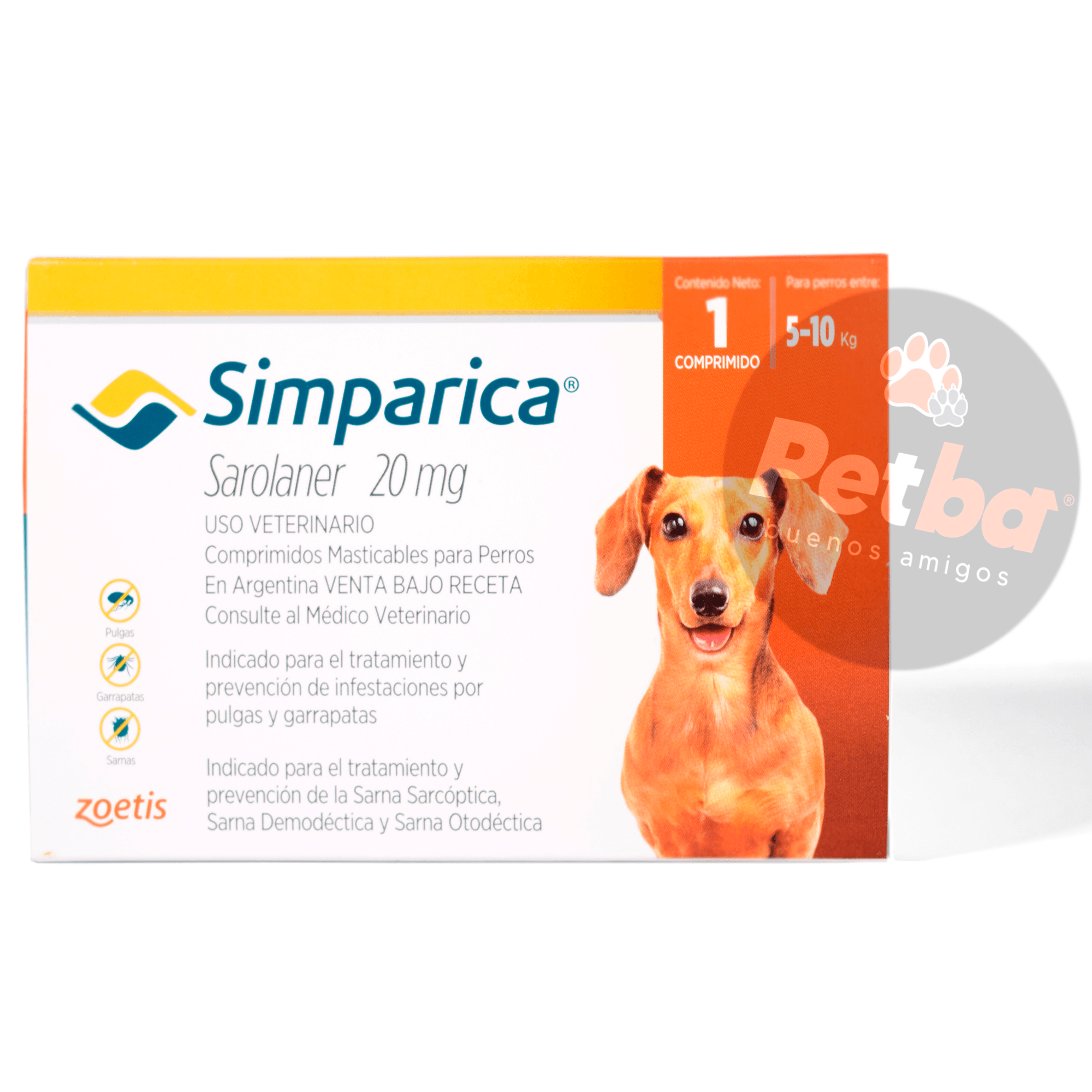 Antiparasitario Zoetis Simparica Perro x 5kg a 10kg -Farmacia-