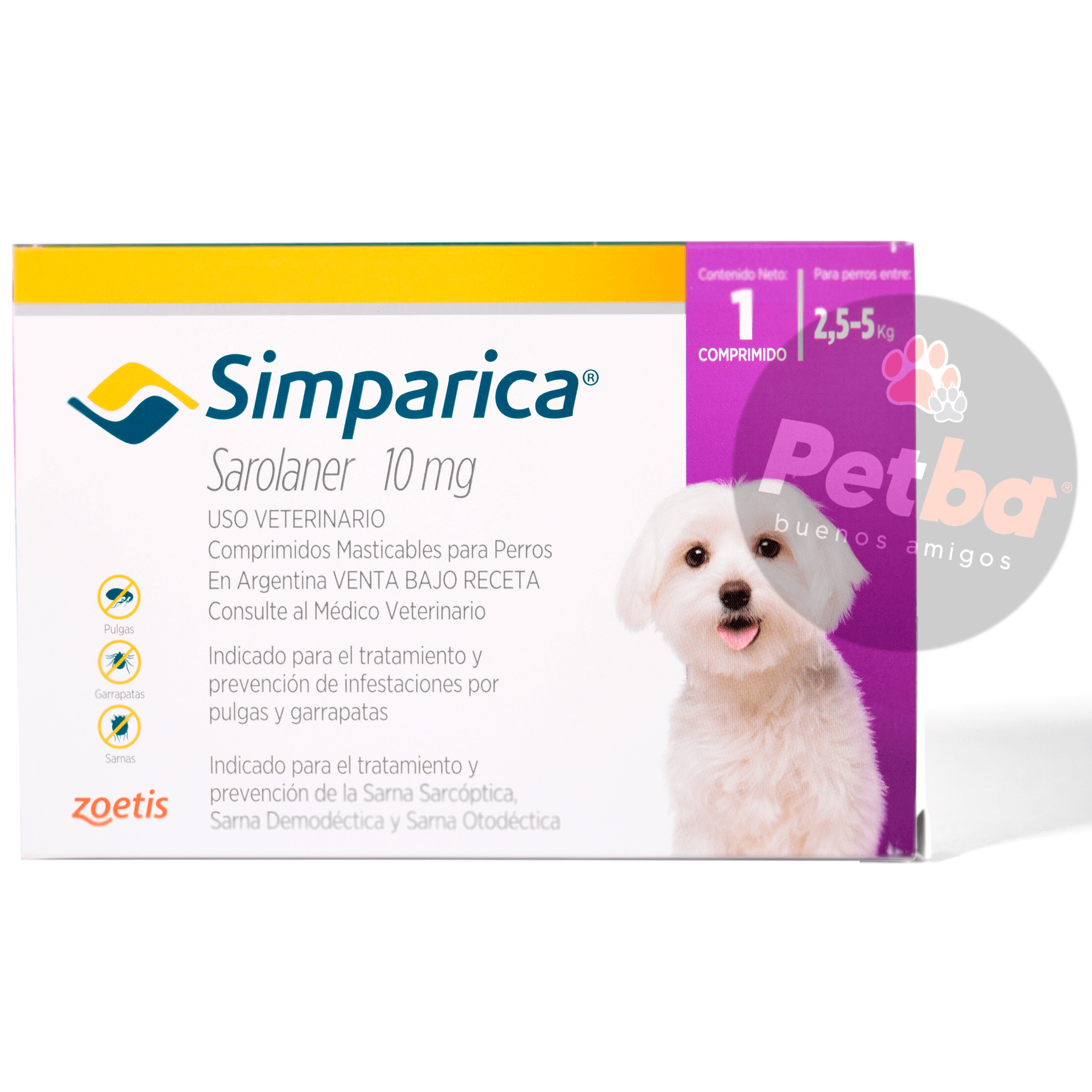 Antiparasitario Zoetis Simparica Perro x 2,5kg a 5kg -Farmacia-